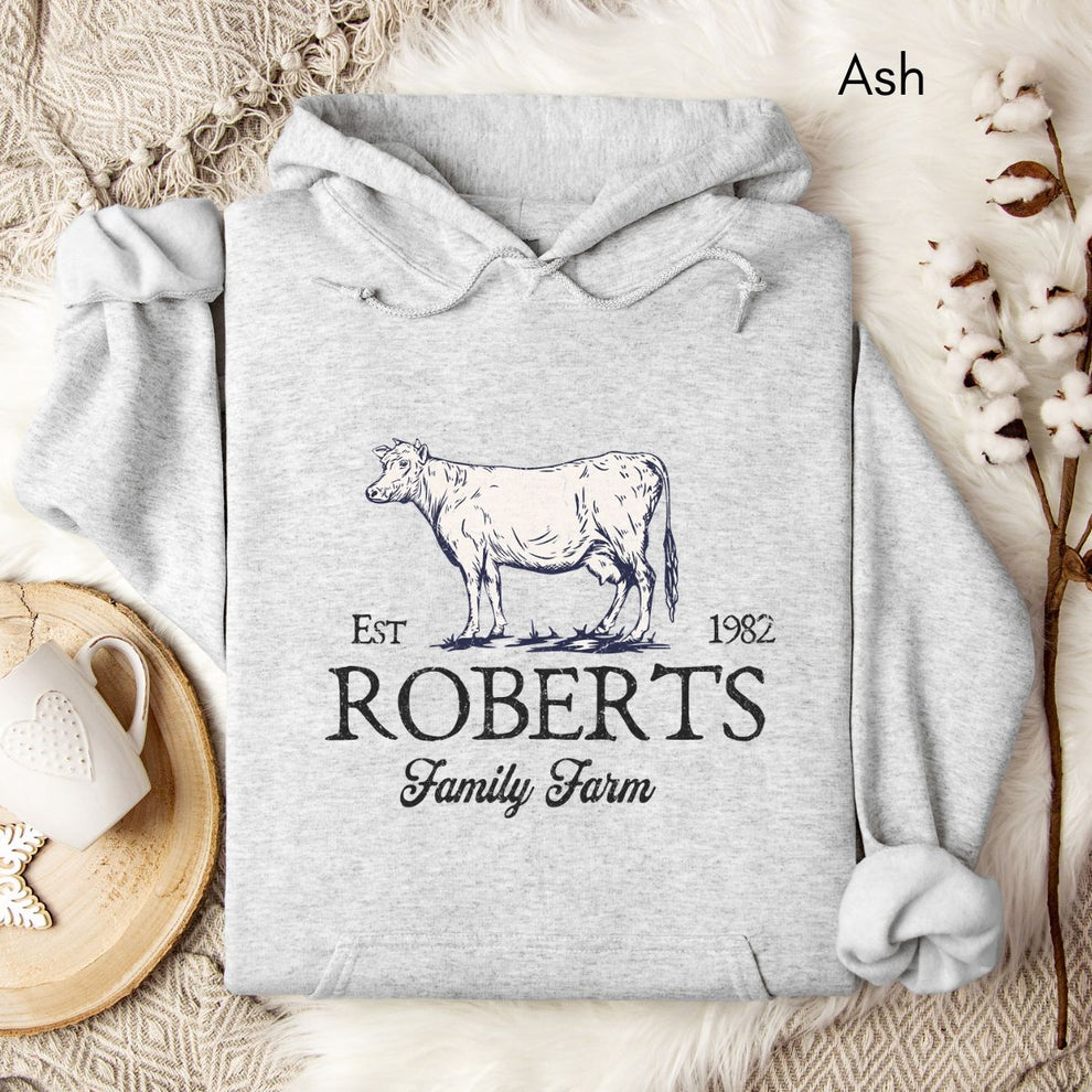 Custom Dairy Cow Family Farm Unisex Hooded Sweatshirt | Personalized G ...