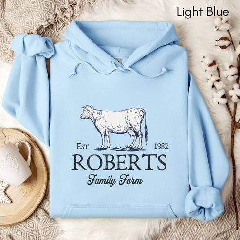 Custom Dairy Cow Family Farm Unisex Hooded Sweatshirt | Personalized G ...