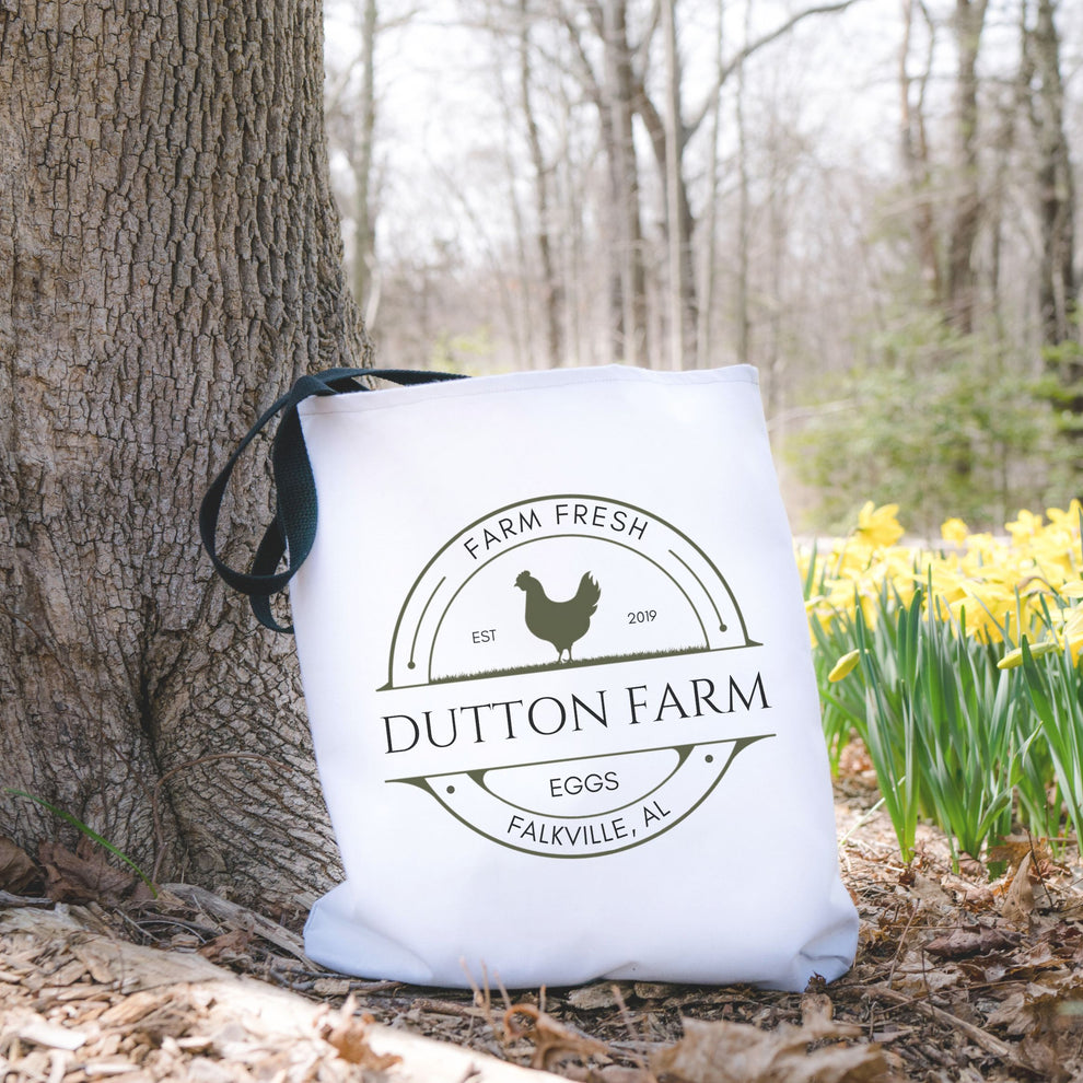 Custom Egg Farm Tote Bag Personalized Farmer's Market Bag Local Egg De ...