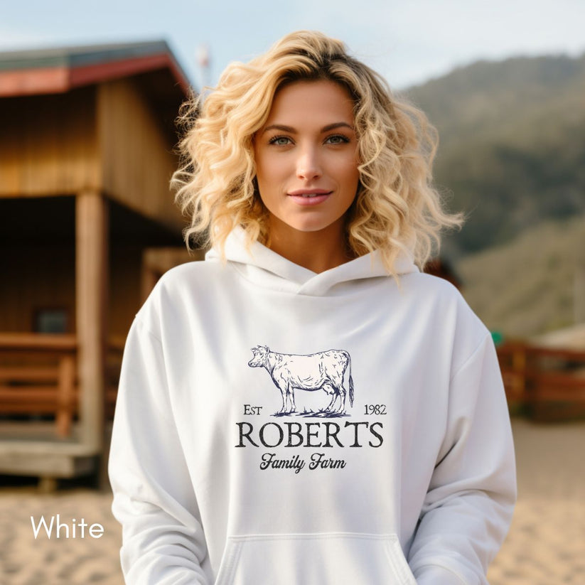 Custom Dairy Cow Family Farm Unisex Hooded Sweatshirt | Personalized G ...